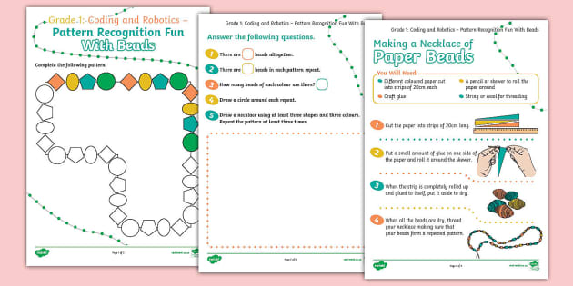 Grade 1 Coding Pattern Recognition Fun With Beads - Twinkl