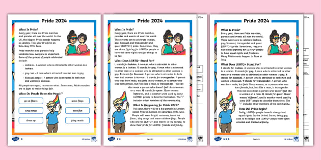 KS1 Pride 2022 Differentiated Reading Comprehension Activity