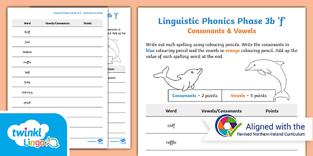 Linguistic Phonics Phase 3b 'f' - Consonants & Vowels