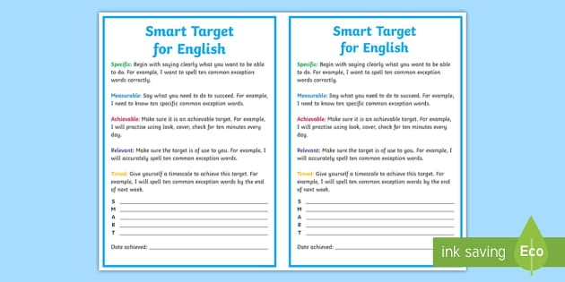 * NEW * SMART Target for English Cards - setting SMART targets, target