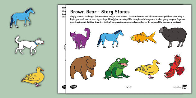 Story Stone Cut Outs to Support Teaching on Brown Bear