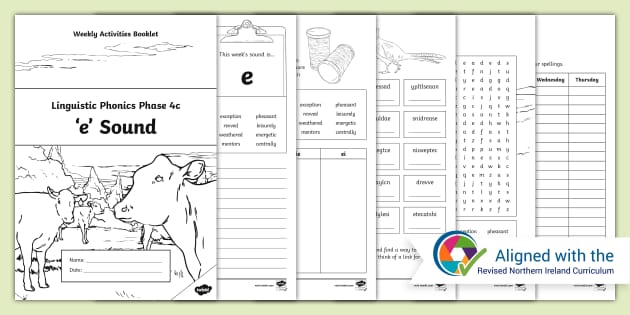 NI Linguistic Phonics Phase 4c 'e' Sound Activities Booklet