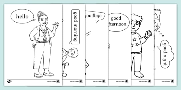 Coloriage : Les salutations en anglais - Anglais LV - Twinkl