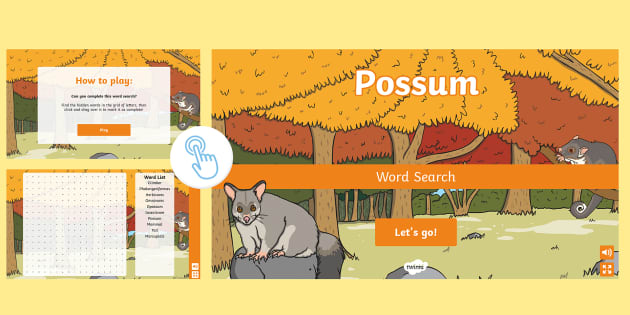 Interactive Possum Word Search (teacher made) - Twinkl