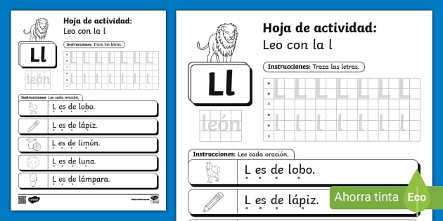 Hoja de actividad: Leo con la l (Teacher-Made) - Twinkl