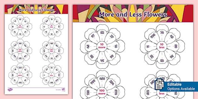 More or Less Flowers (Teacher-Made) - Twinkl
