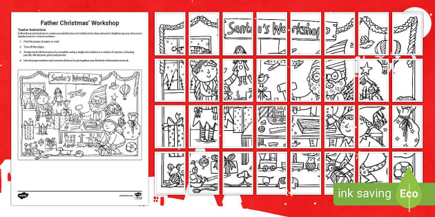 Collaborative Colouring Pages | Father Christmas' Workshop