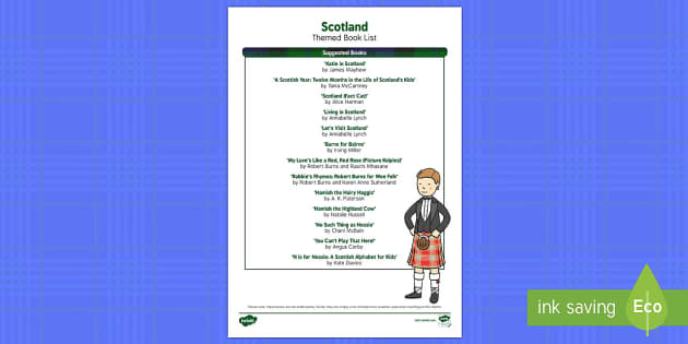 Scottish Themed Book List (teacher made) - Twinkl