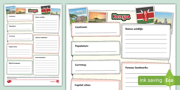 Kenya Fact File Template (teacher made) - Twinkl