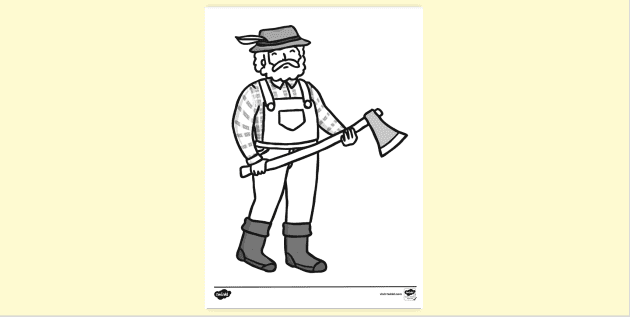 Woodcutter Colouring Sheet (teacher made) - Twinkl