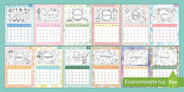 Anul Nou – Calendar cu desene de colorat - Twinkl