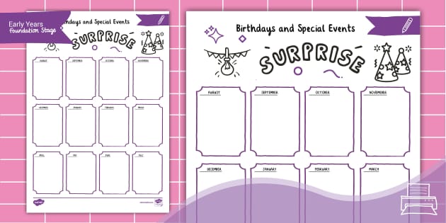 EYFS | Birthdays and Special Events | Teacher Planner
