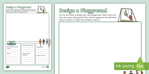 KS2 Design a Playground Worksheet (teacher made) - Twinkl