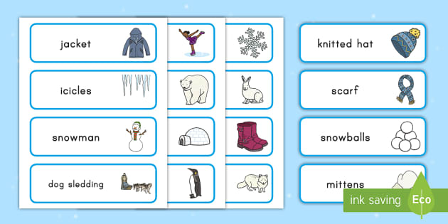 Winter Word Cards (Hecho por educadores) - Twinkl