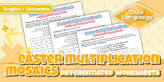 Grade 4 Maths - Term 4 - Easter Multiplication Mosaics Differentiated ...