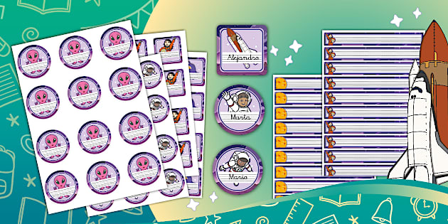 Etiquetas para nombres: El espacio - Educación Infantil