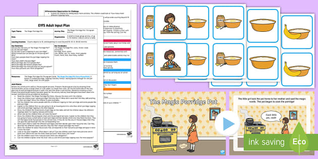 The Magic Porridge Pot Pictogram Activity Adult Input Plan And Resource