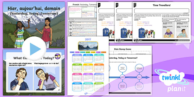 French: Time: Yesterday, Today, Tomorrow Year 3 Lesson Pack 6