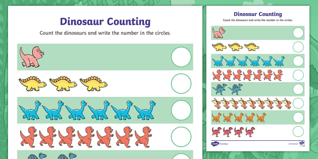 Hide-a-Saurus Dinosaur Counting Worksheet