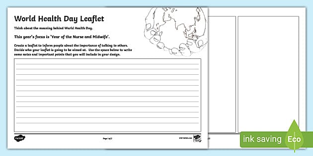 World Health Day Design a Leaflet Worksheet / Worksheet