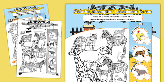 Colorier et compter : Les animaux du zoo (Teacher-Made)