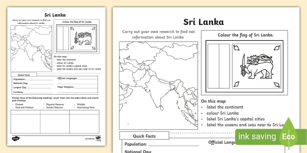 KS2 Sri Lanka Research Activity - Twinkl - Geography