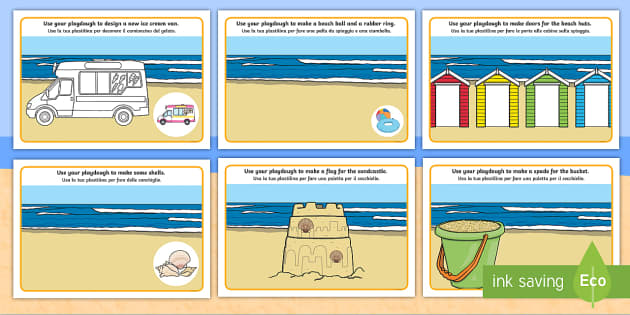 Seaside Playdough Mats English/Italian - Seaside Playdough Mats