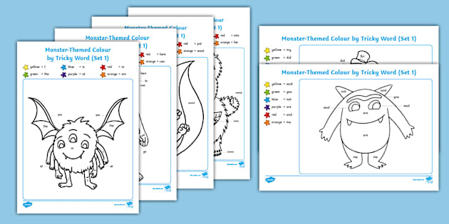 Monster-Themed Colour by Tricky Word (Set 1) (teacher made)
