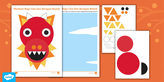 Lembar Aktivitas Menggunting dan Menempel Naga 2D Imlek