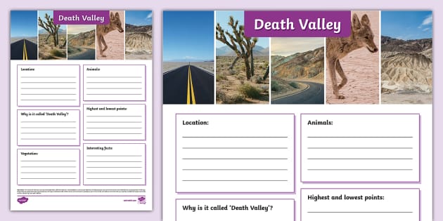 Death Valley Fact File Template (teacher made) - Twinkl