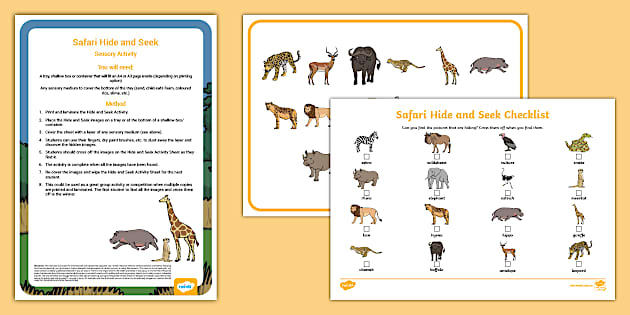 Safari 'Hide and Seek' Sensory Activity - Twinkl