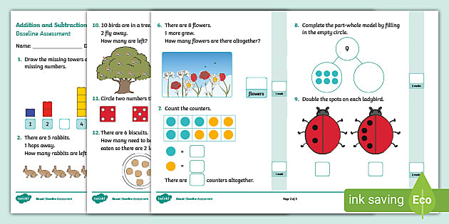 👉 Year 1 Addition and Subtraction Baseline Assessment