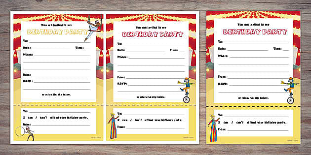 Circus Birthday Invitations | Twinkl Party (teacher made)