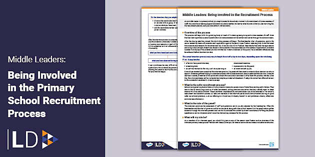 Middle Leaders: Primary School Recruitment Process - Twinkl