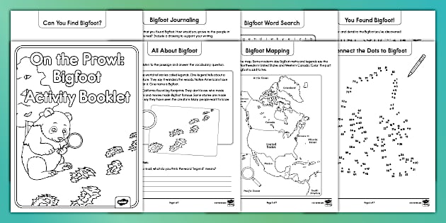 On the Prowl: Bigfoot Activity Booklet for K-2nd Grade