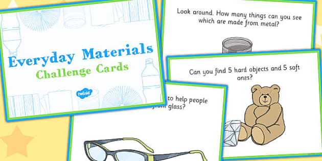 Everyday Materials Challenge Cards - everyday, materials