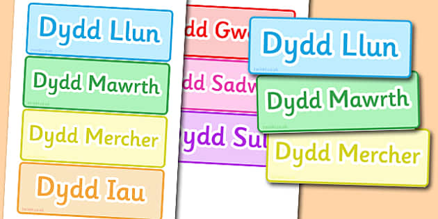 Welsh Days of the Week Word Cards | KS1 Resources - Twinkl