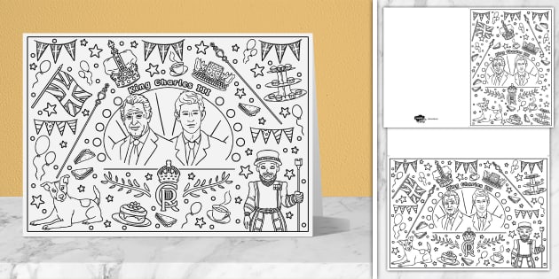 King Charles III Doodle Colouring Cards | Twinkl Party King Charles III Doodle Colouring Cards | Twinkl Party
