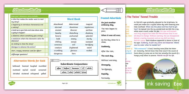 KS2 Writing: Adventure Stories Knowledge Organiser