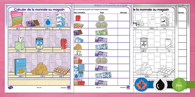 Canadian Money Making Change at the Corner Shop French