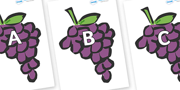 A-Z Alphabet on Grapes