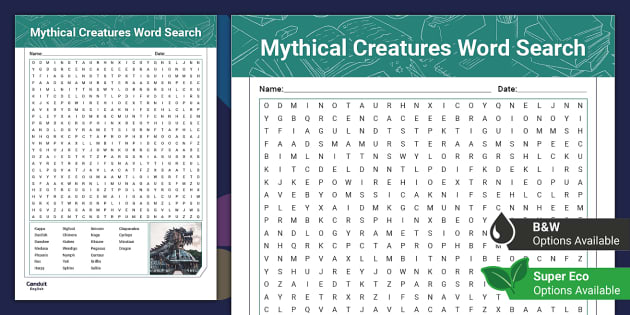 Mythical Creatures Word Search (teacher made) - Twinkl