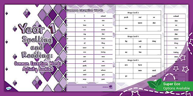 Year 1 Spelling and Reading: Common Exception Words Booklet
