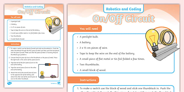 Robotics and Coding - A Simple On/Off Circuit. - Twinkl