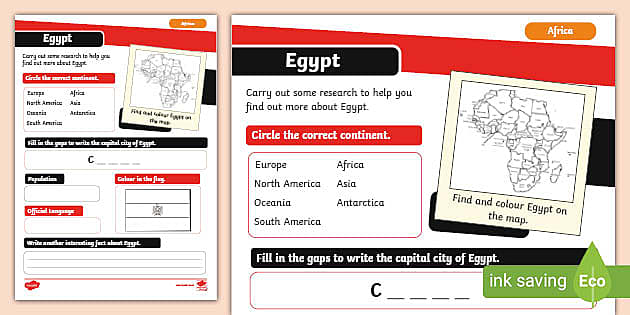 KS1 Egypt Research Activity - Geography (teacher made)