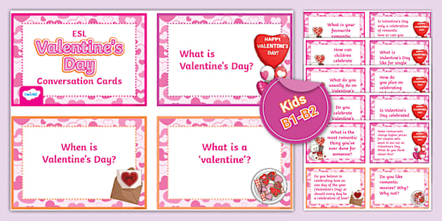 ESL Valentine's Day Conversation Cards - Twinkl
