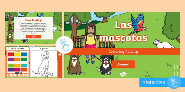 👉 Spanish: Pets Interactive Colouring Activity - Twinkl