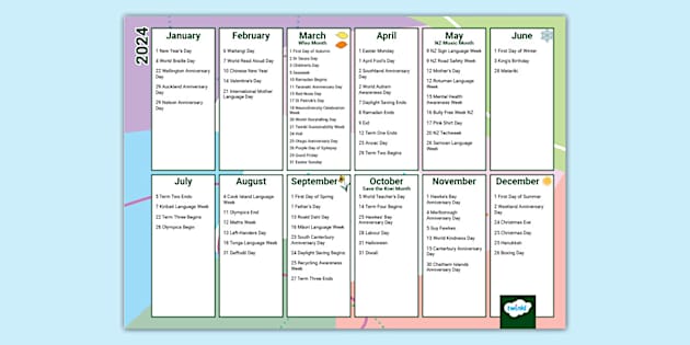 2023 New Zealand Holidays And Festivals Calendar - Twinkl