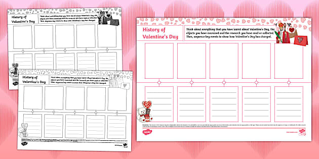 History of Valentine's Day Sequencing Worksheet - Twinkl