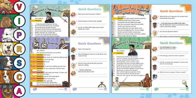 UKS2 Shakespeare's Hamlet 60-Second Reads Activity Pack